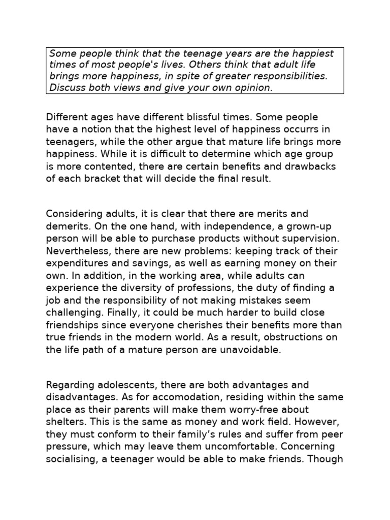 Advantages of Teenage Life | PDF