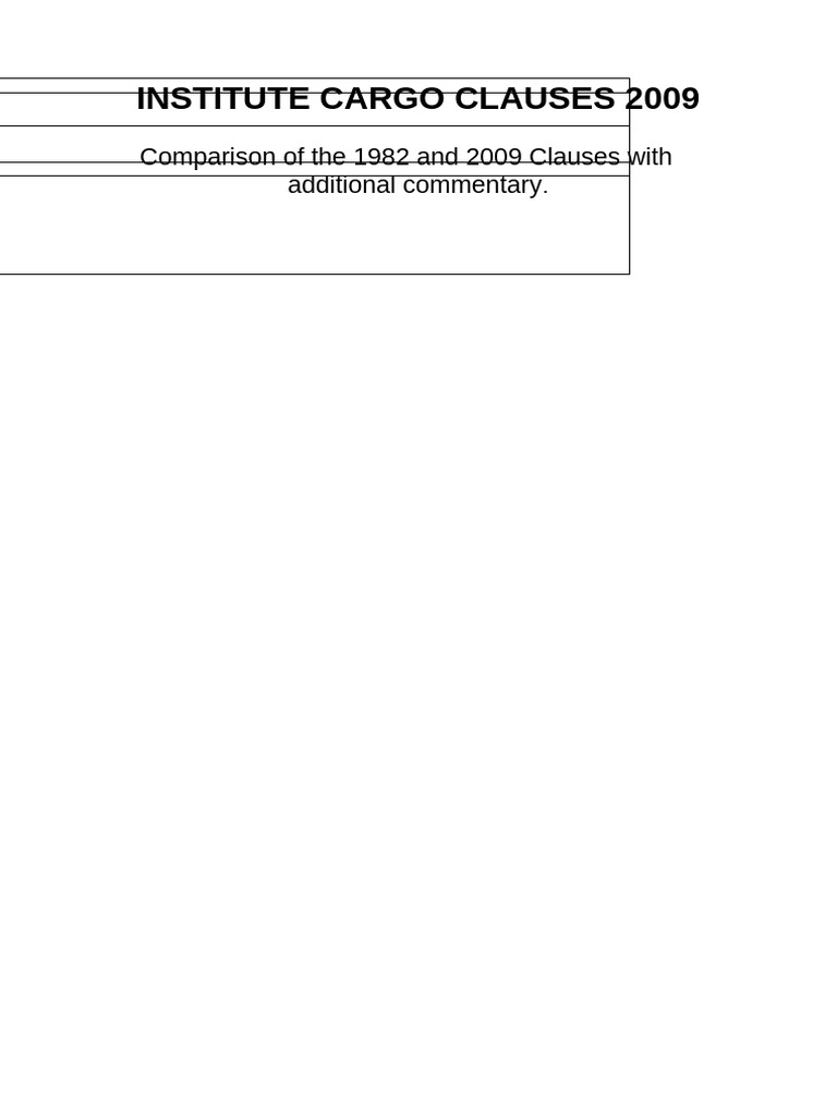 Institute Cargo Clauses 2009 - Comparison - SV | PDF | Insurance ...