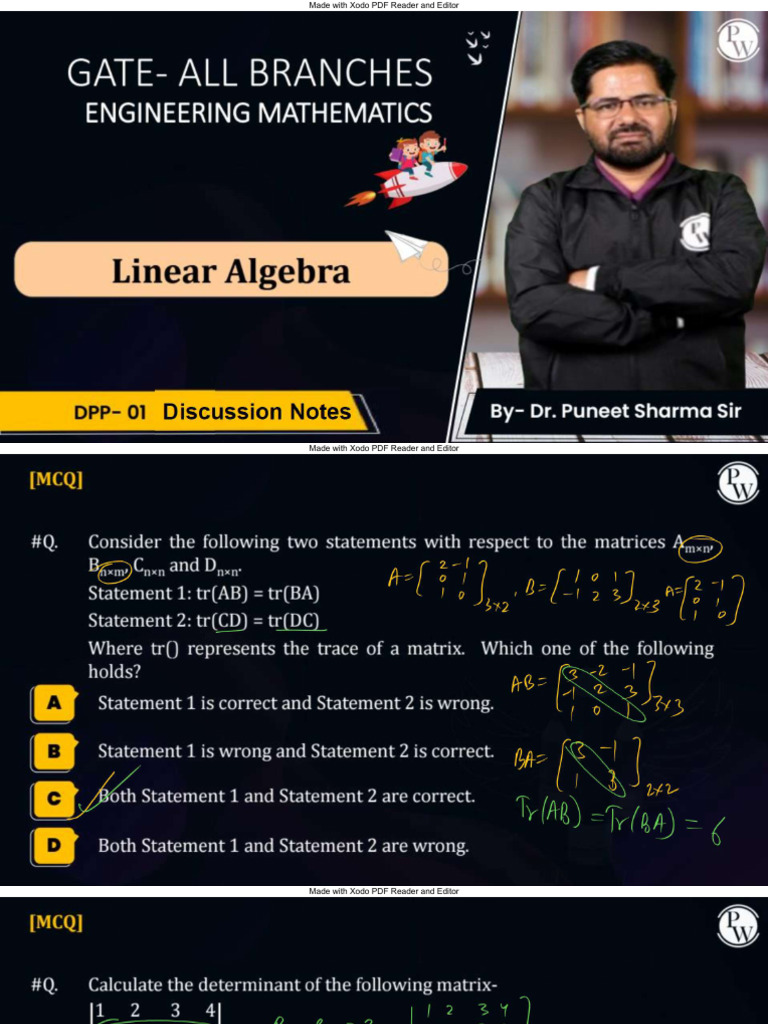 67cd3b3b39be2c553b73c96a - ## - Linear Algebra - DPP 01 Discussion ...