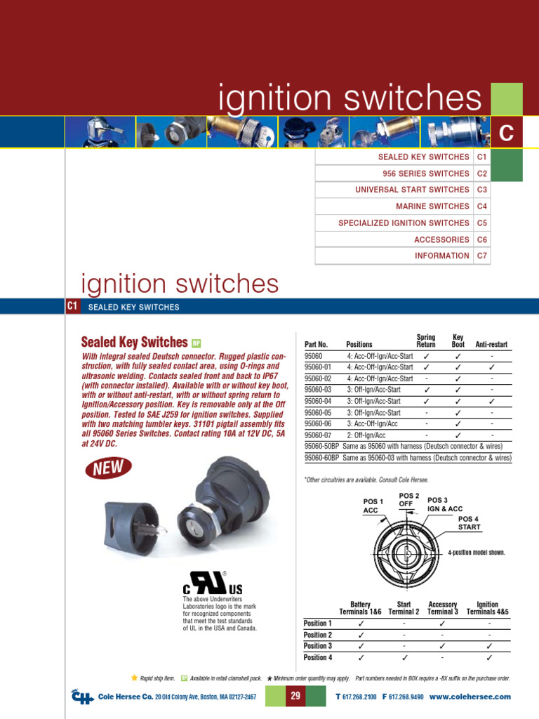 Cole Hersee Ignition Switch Wiring Guide | PDF | Switch | Electrical ...