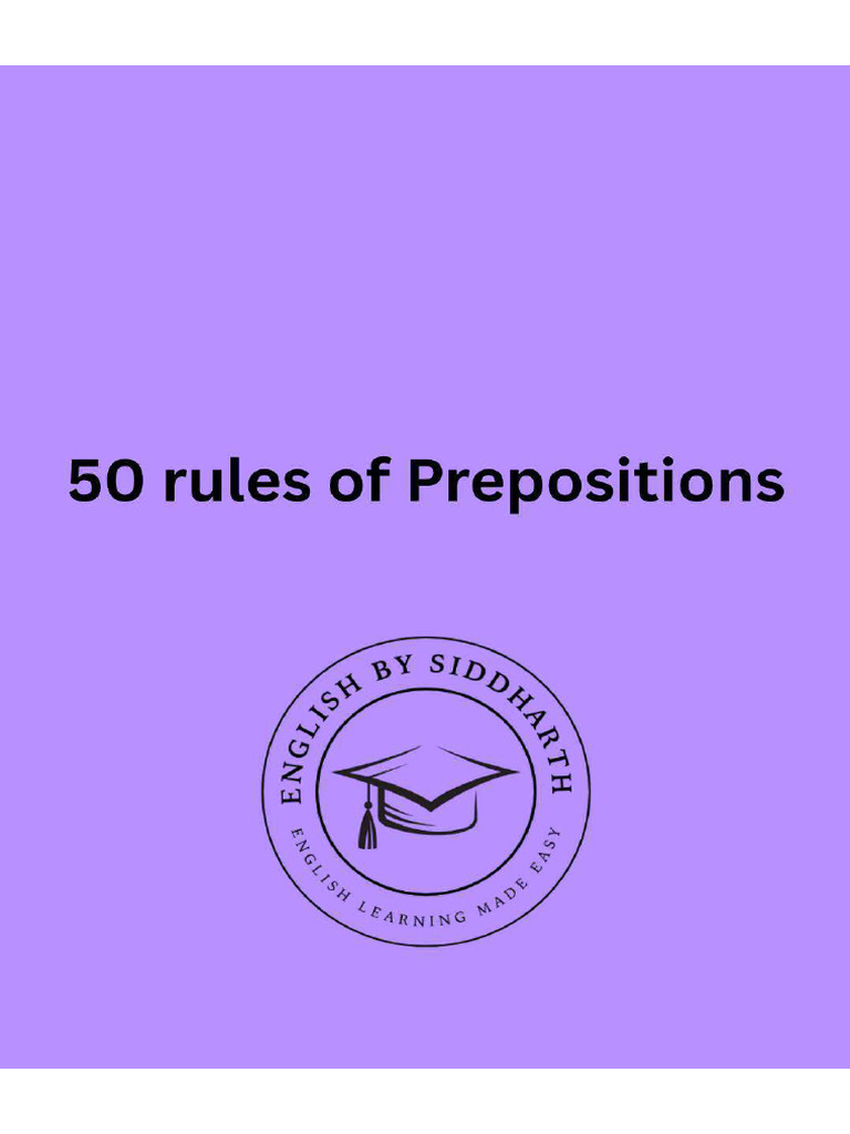 50 Rules of Prepositions | PDF