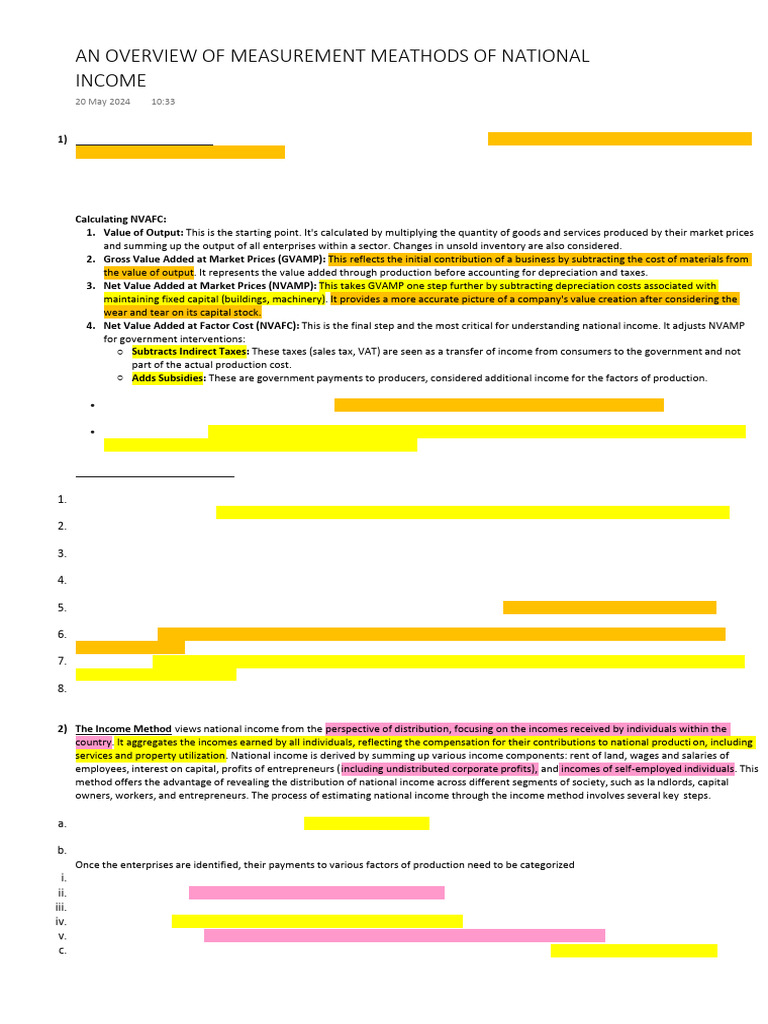 Understanding National Income Measurement Methods | PDF | Measures Of ...