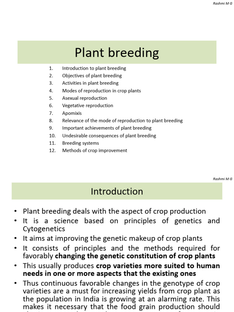 Plant Breeding: Techniques and Achievements | PDF | Plant Breeding ...