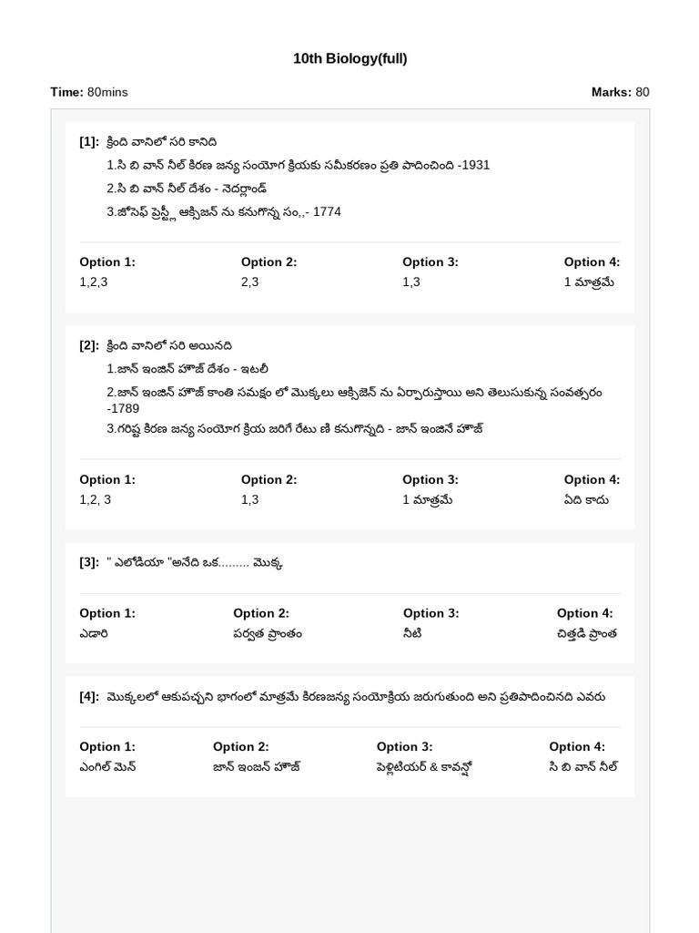 10th Biology (Full) | PDF