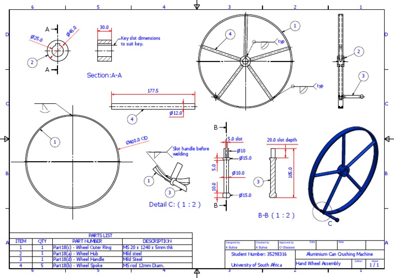 Handwheel Assembly Details | PDF | Technology & Engineering | Computers