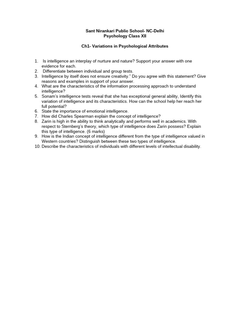 Ch1 - Imp Ques | PDF