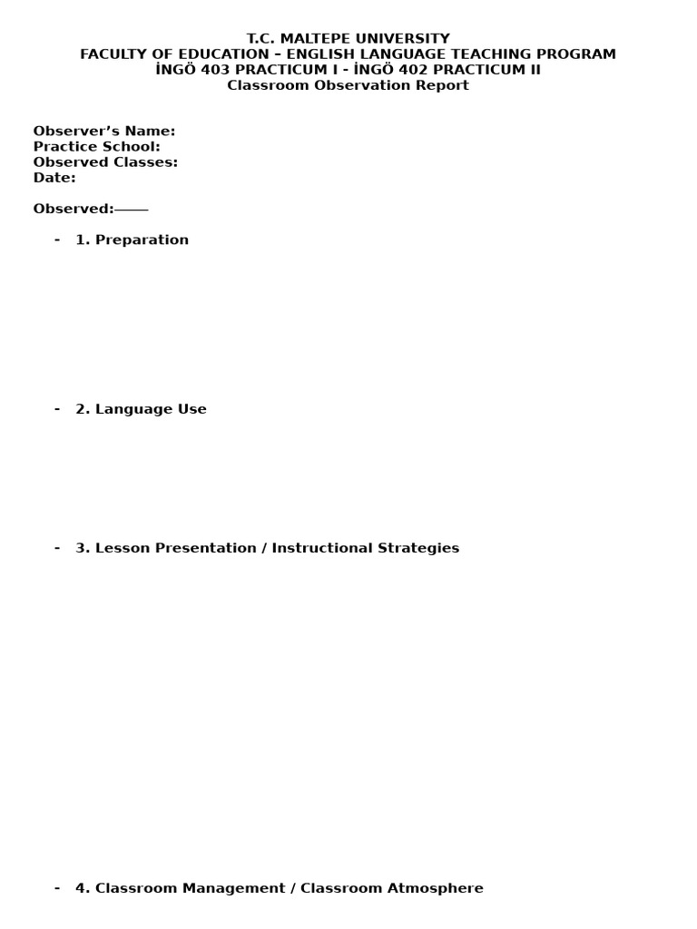 İNGÖ 403 Observation Report Boş | PDF