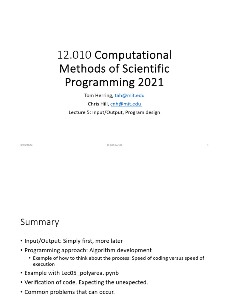 Input:Output and Program Design | PDF | Area | Computer Program