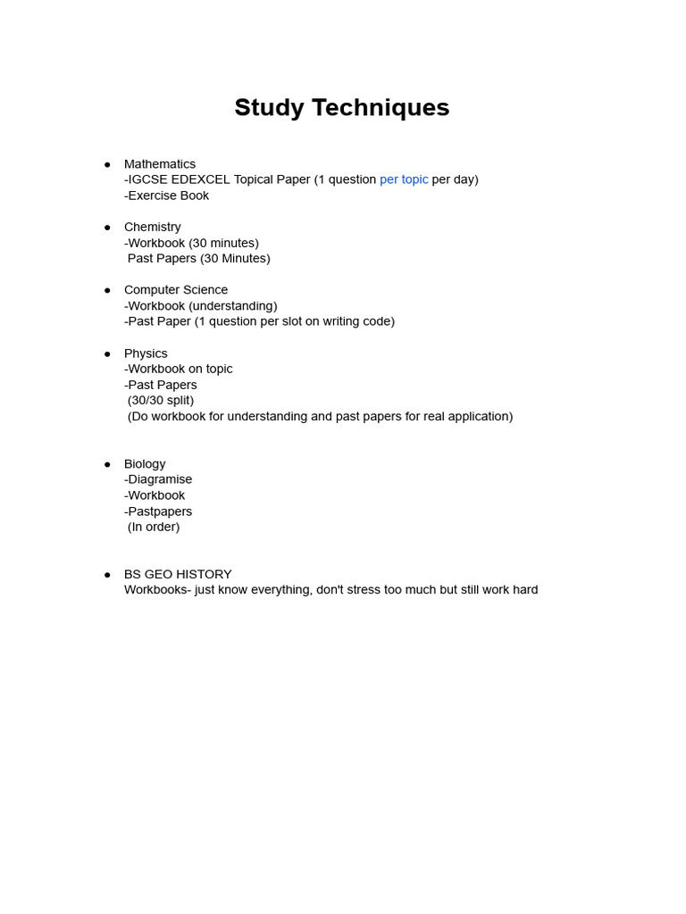 Effective Study Techniques by Subject | PDF