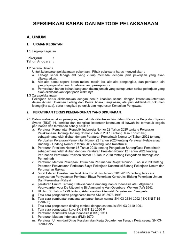 Spek Bhan&Metode Pelaksanaan - Pagar | PDF