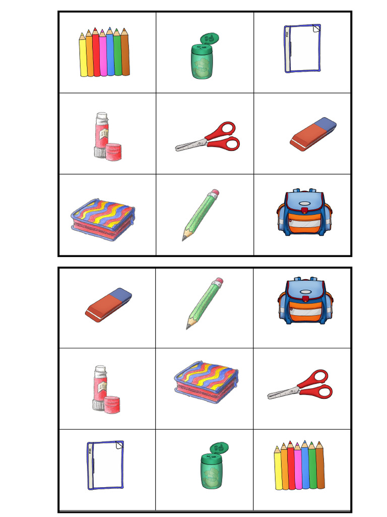 Spiel Schulsachen Bingo | PDF