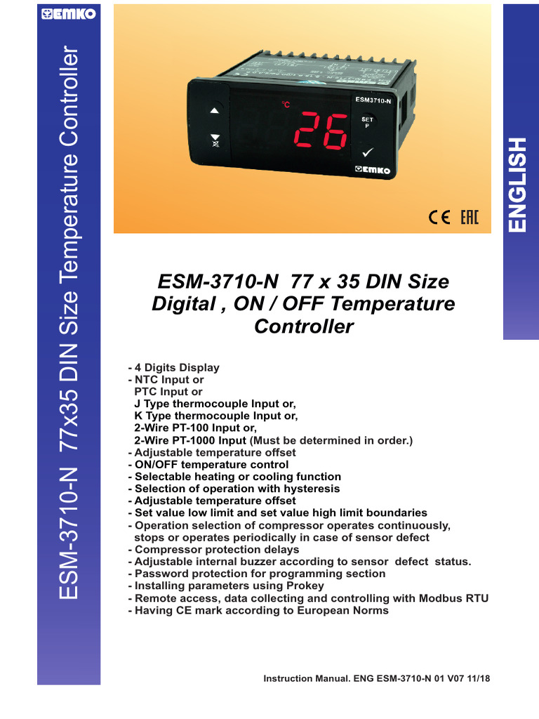 ESM-3710-N Temperature Controller Manual | PDF | Power Supply ...