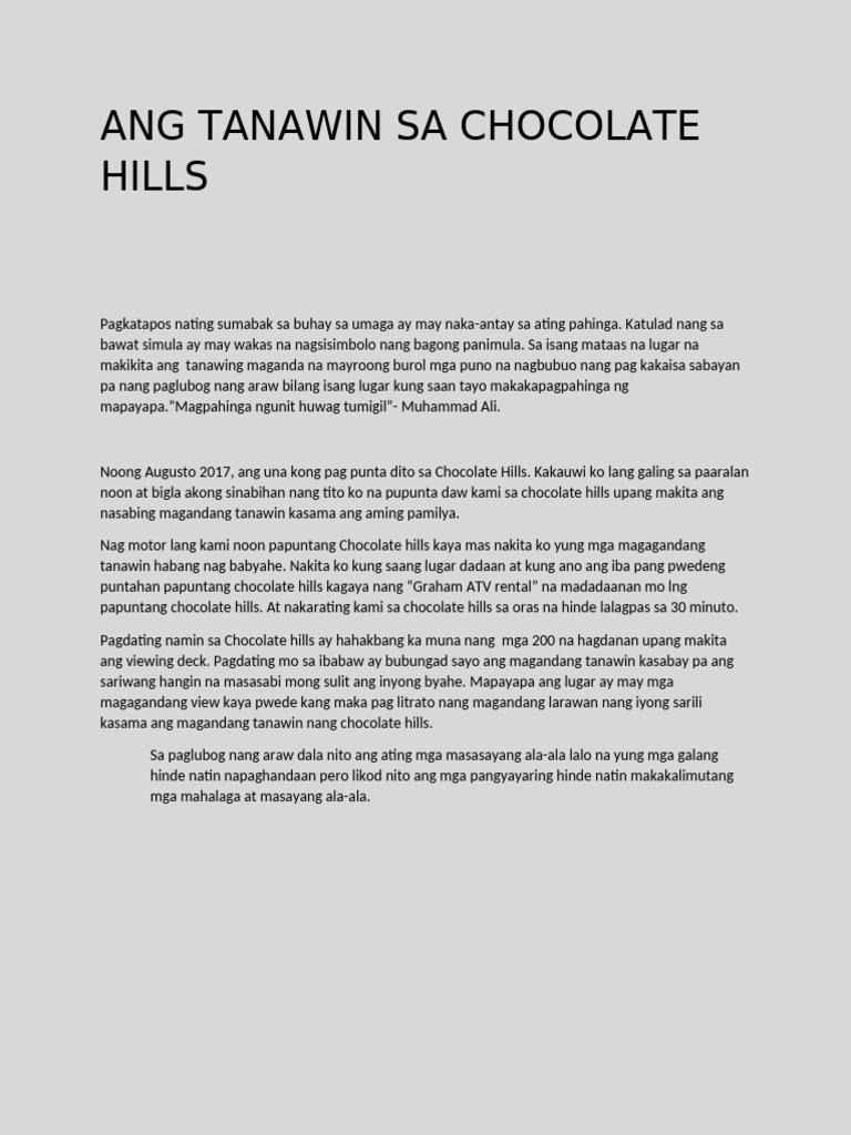 Ang Tanawin Sa Chocolate Hills | PDF