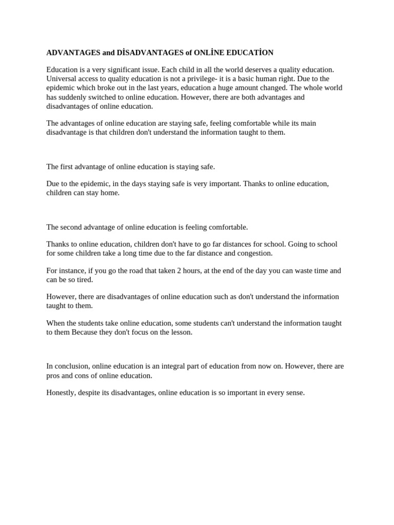 Advantags and Disadvantages of Online Education - Edited | PDF