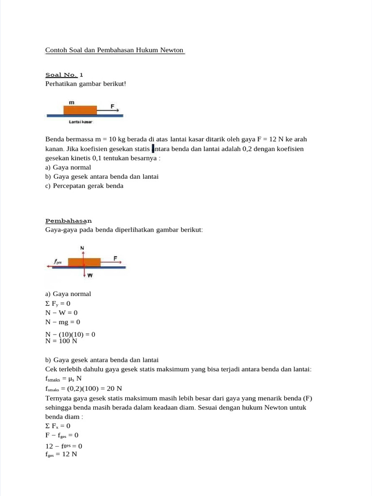 PDF Contoh Soal Dan Pembahasan Hukum Newton | PDF