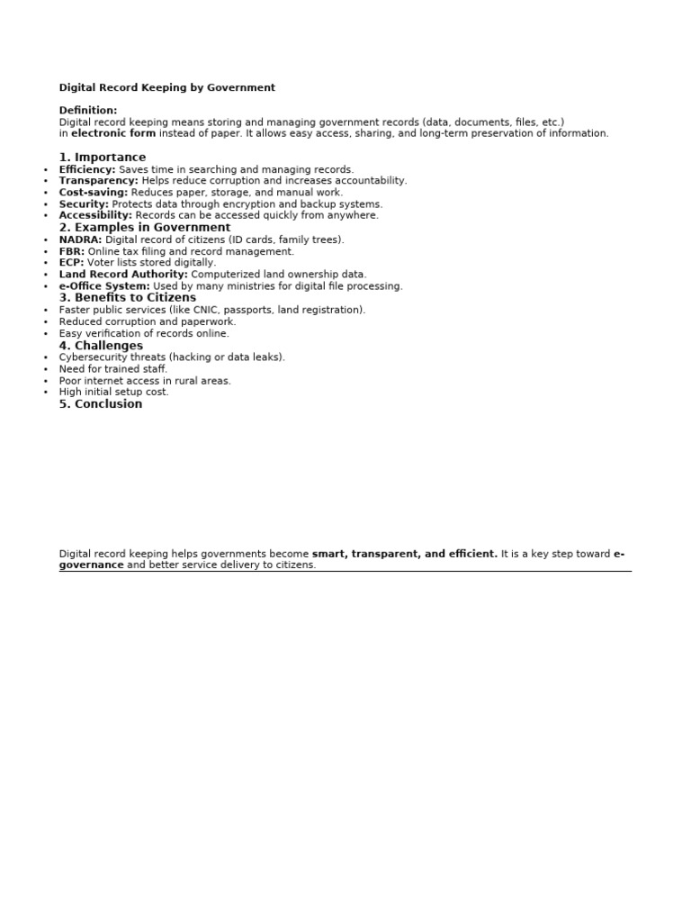 Digital Record Keeping in Government | PDF