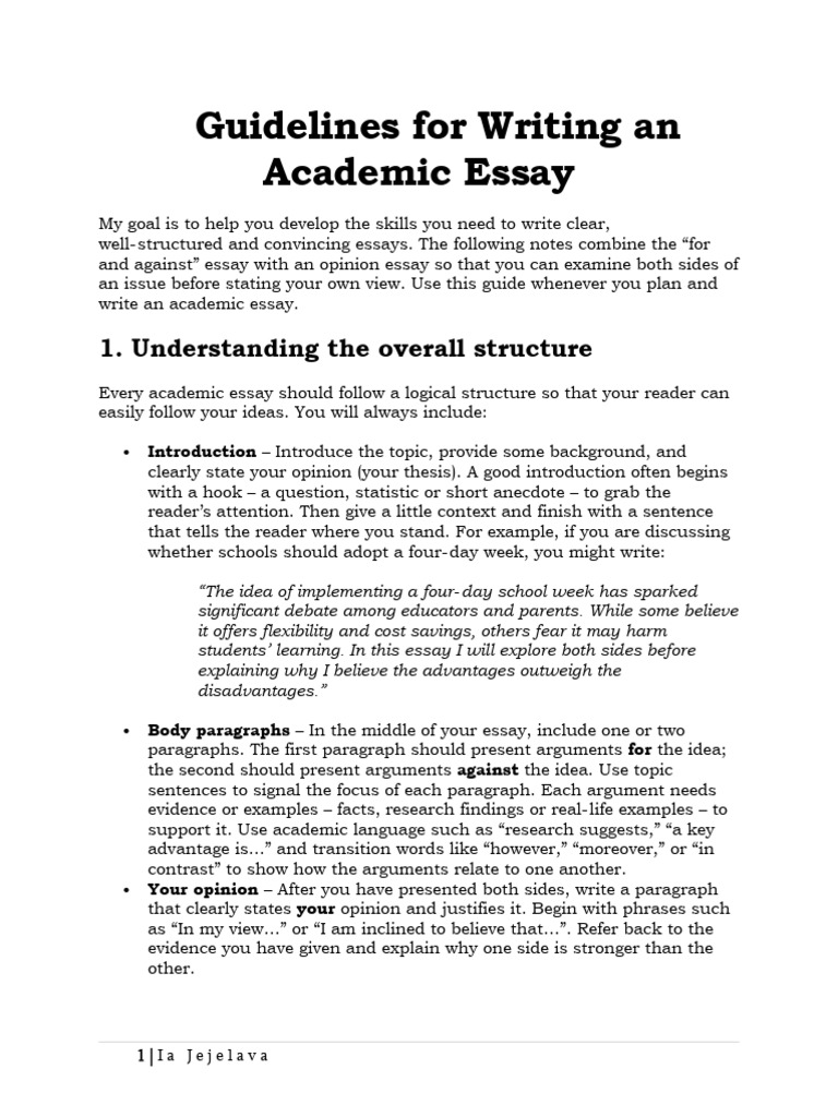 Guidelines For Writing An Academic Essay | PDF | Essays | Argument