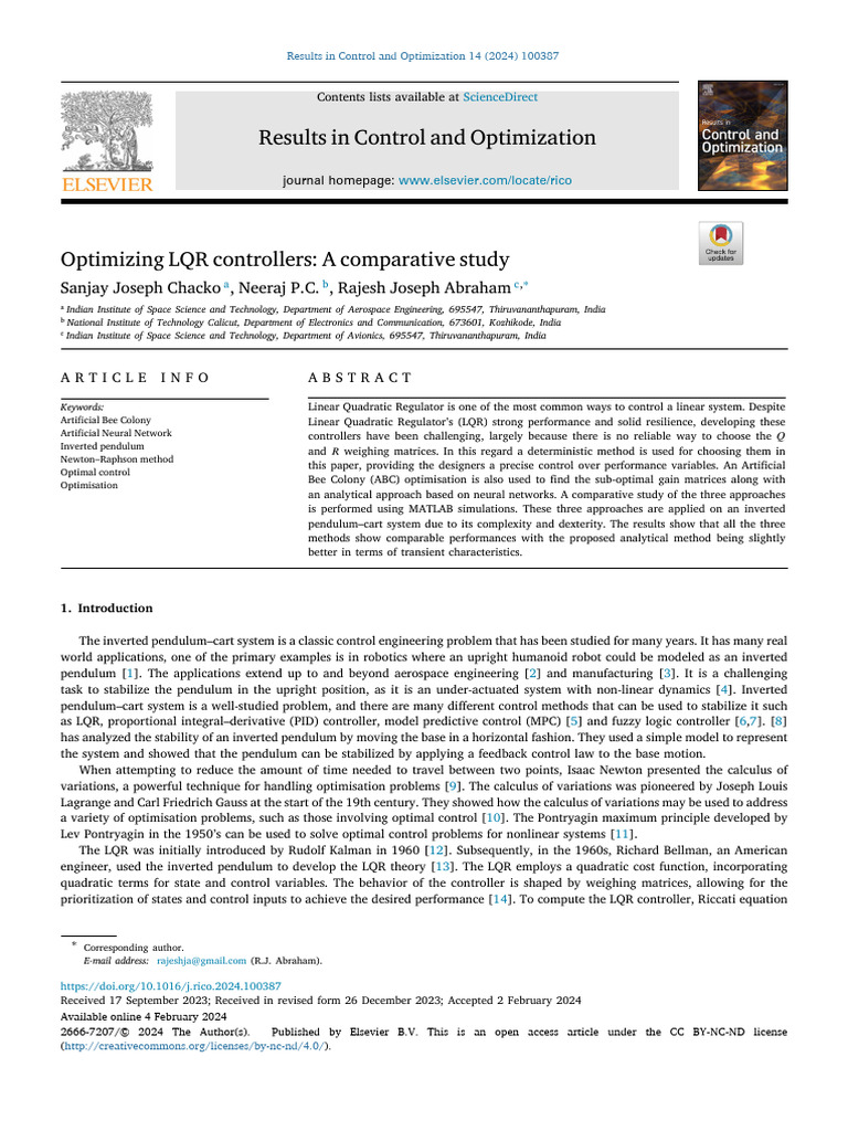 Optimizing LQR Controllers for Inverted Pendulum | PDF | Mathematical ...