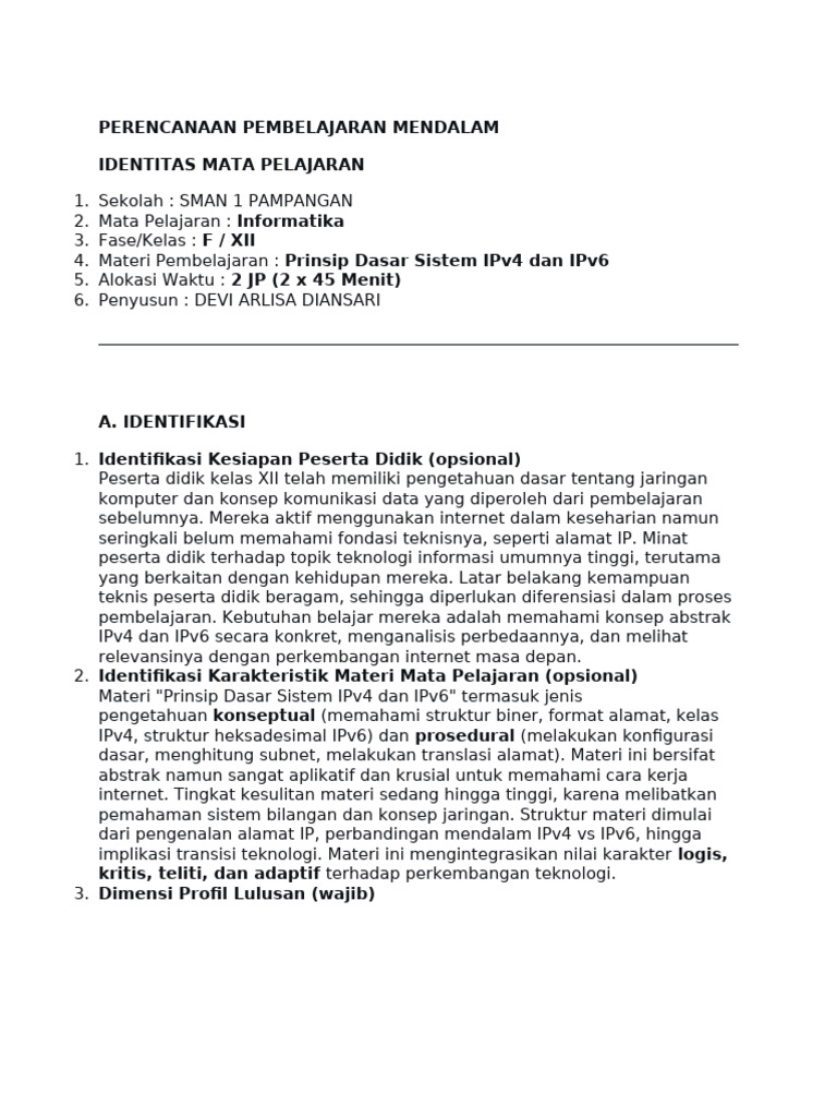 Pembelajaran IPv4 dan IPv6 di Kelas XII | PDF