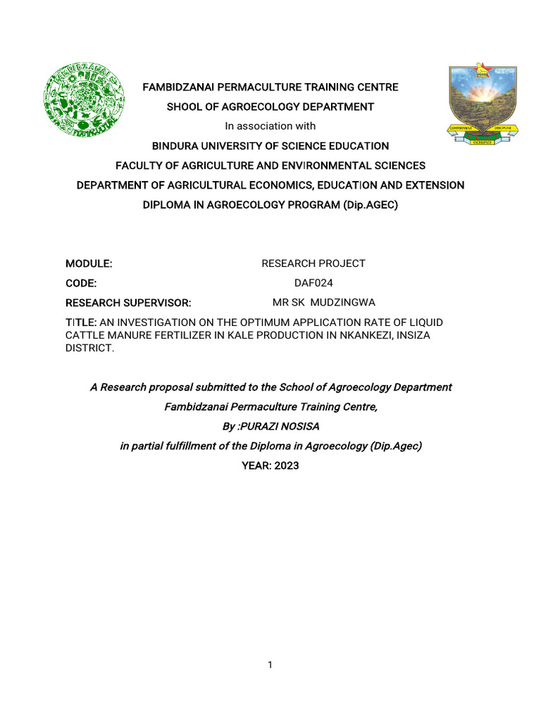 Nosisa Purazi Project-Final | PDF | Fertilizer | Manure