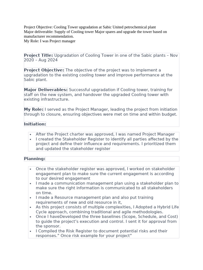 1-Template For PMP Application | PDF | Risk | Audit