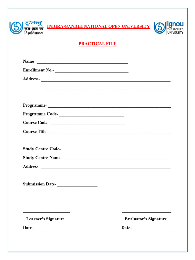 Prctical File Cover Page | PDF