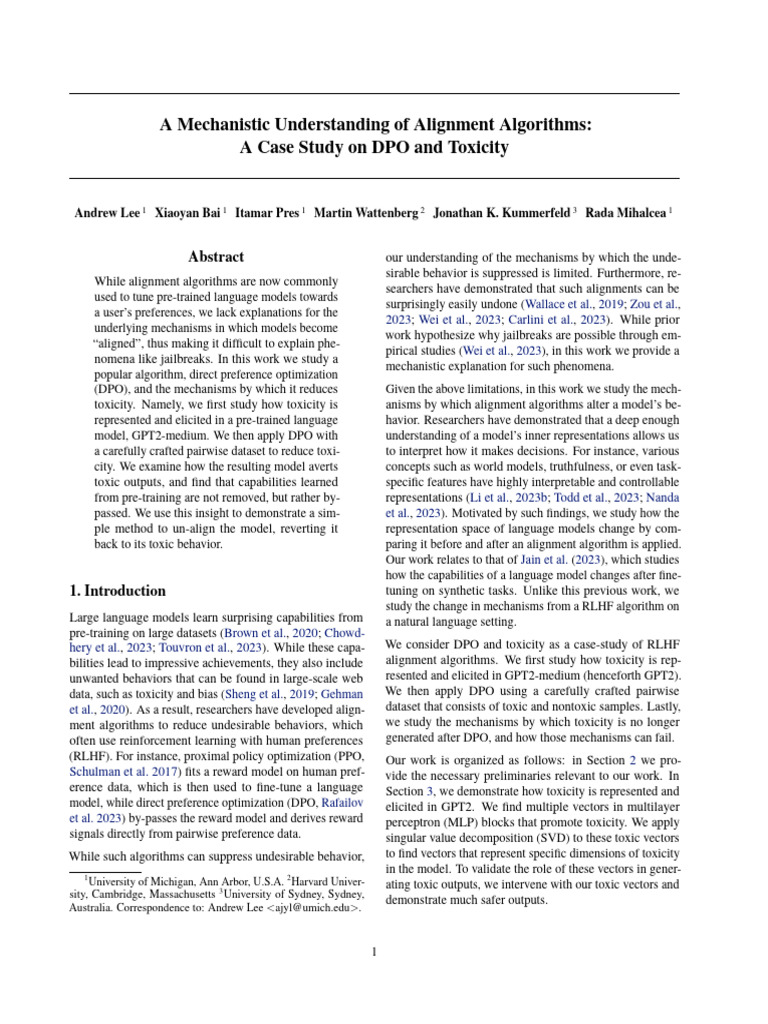 Mechanisms of DPO in Reducing Toxicity | PDF | Learning | Algorithms