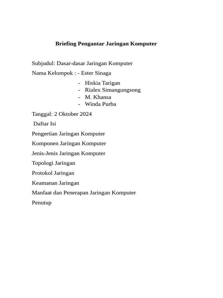 Briefing Pengantar Jaringan Komputer | PDF