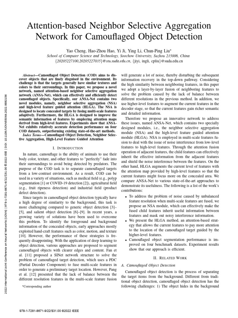Attention-Based Neighbor Selective Aggregation Network For Camouflaged Object Detection | PDF ...