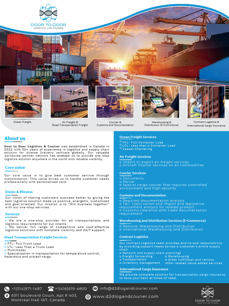 Door To Door Logistics & Courier | PDF | Cargo | Logistics
