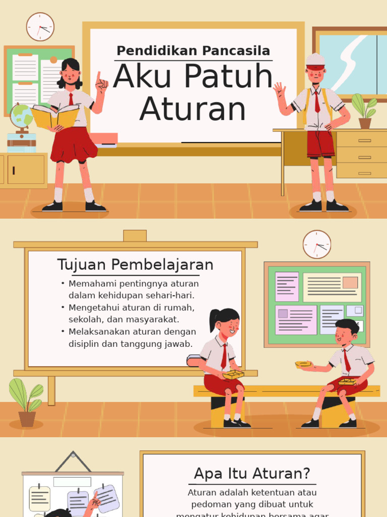 Aku Patuh Aturan Presentasi Pendidikan Kuning Dan Krem Sederhana Dan ...