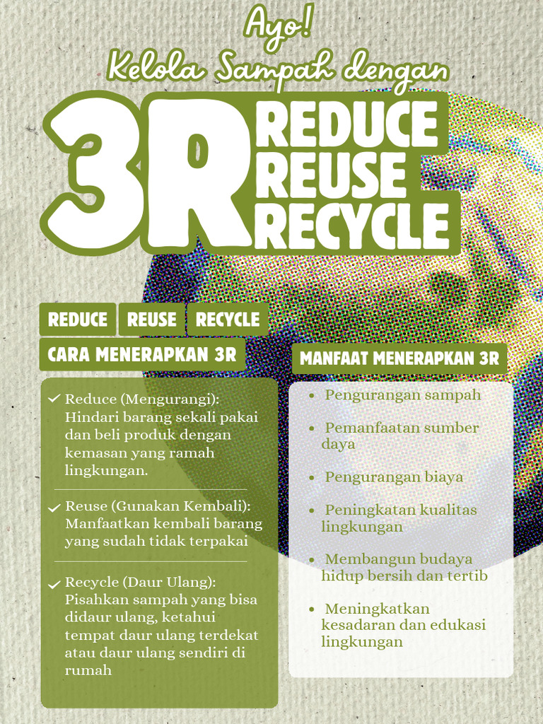 Poster Infografis Kelola Sampah Dengan 3R Ilustratif Hijau Dan Krem PDF ...
