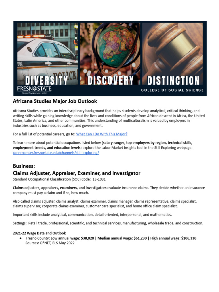 Africana Studies Major Job | PDF | Social Work | Libraries