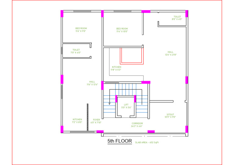 652 SqFt 5th Floor Layout Plan | PDF