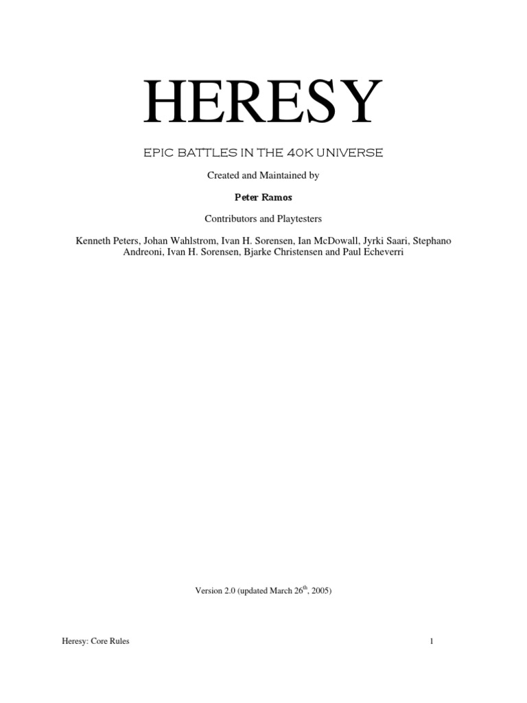 EPIC Heresy Core Rules | Download Free PDF | Artillery | Tanks