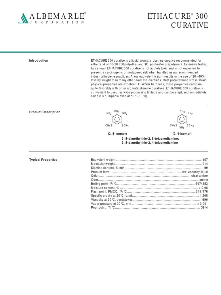Ethacure 300 | PDF | Mutagen | Viscosity