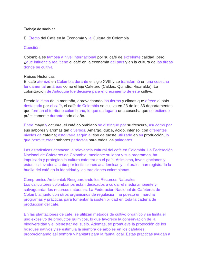Impacto del Café en Colombia: Economía y Cultura | PDF | café | Colombia