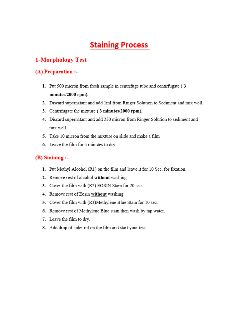 Staining and Vitality Testing Protocol | PDF