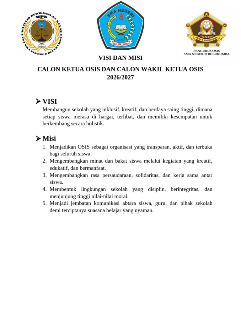 Visi Dan Misi Paslon 03 | PDF