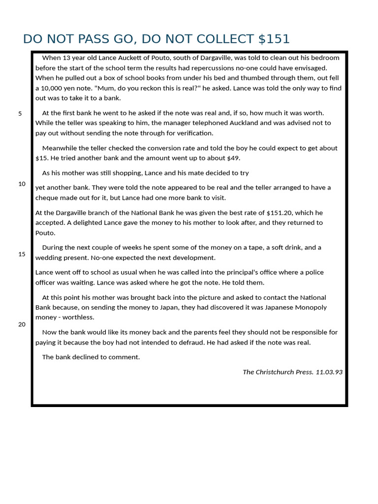 Do Not Pass Go - Word F - Handout | PDF