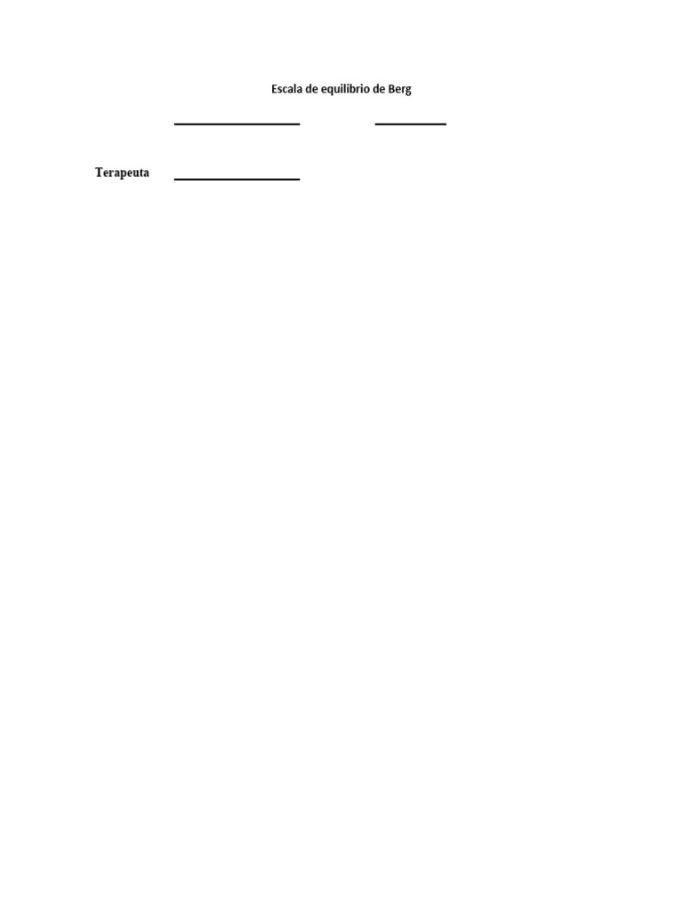 Escala de Equilibrio de Berg PDF | PDF