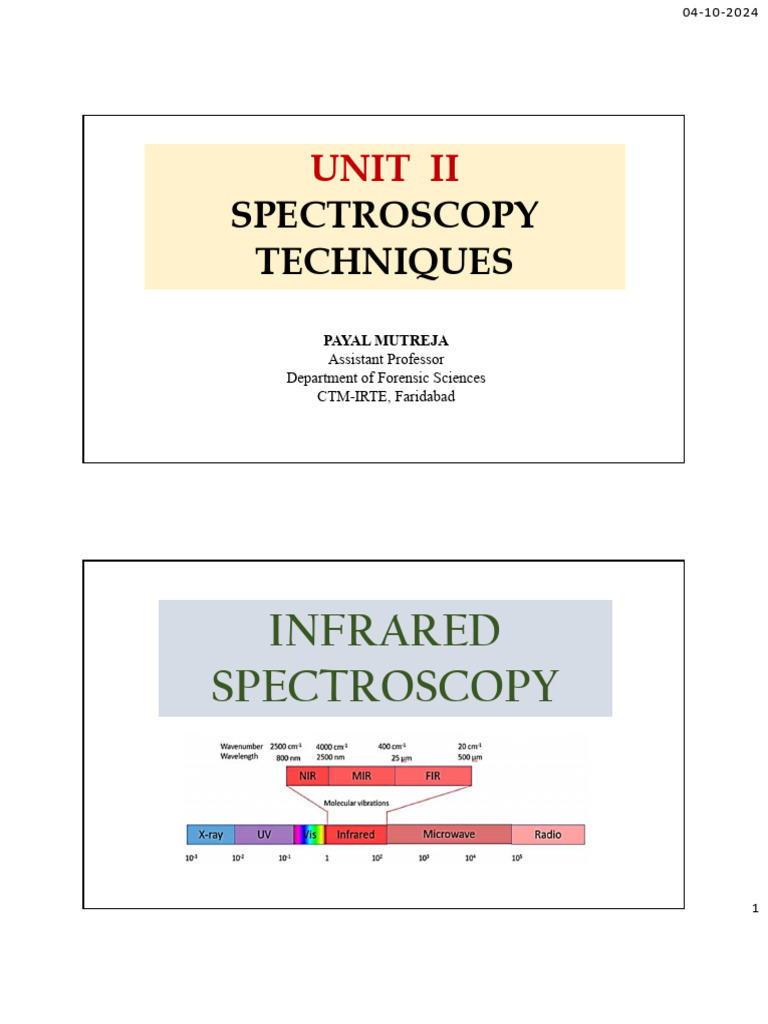 Basics of IR Spectros | PDF | Infrared Spectroscopy | Absorption Spectroscopy