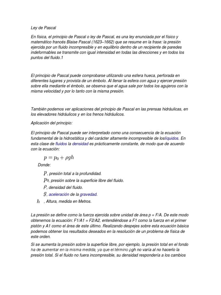 Ley de Pascal | Líquidos | Materia blanda