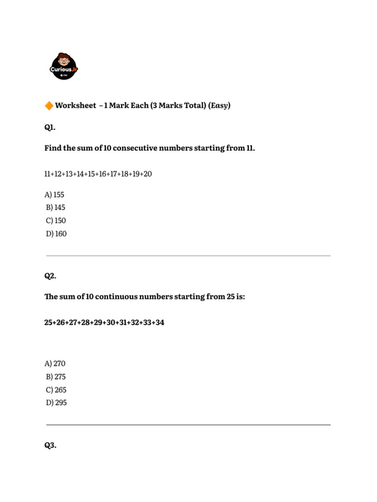 Easy Worksheet on Number Sums | PDF