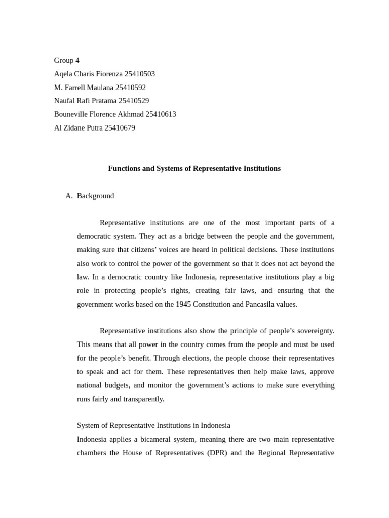 Functions of Indonesia's Representative Institutions | PDF | Democracy ...