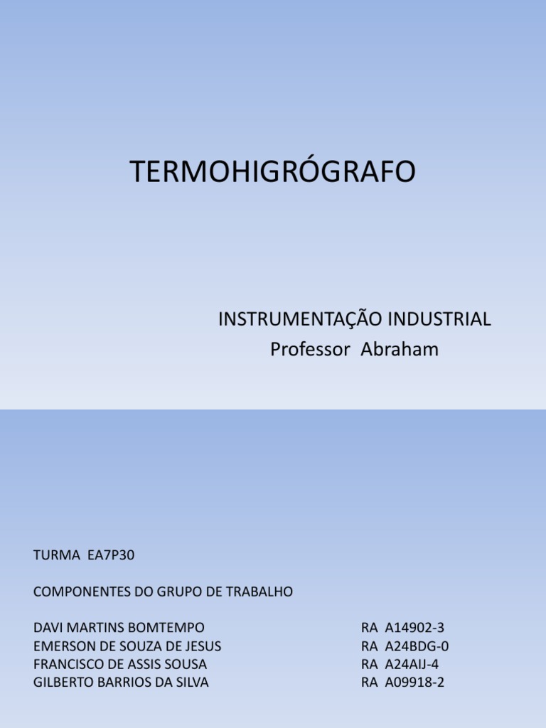 Termohigrógrafo: Medição de Temperatura e Umidade | PDF | Tecnologia e ...