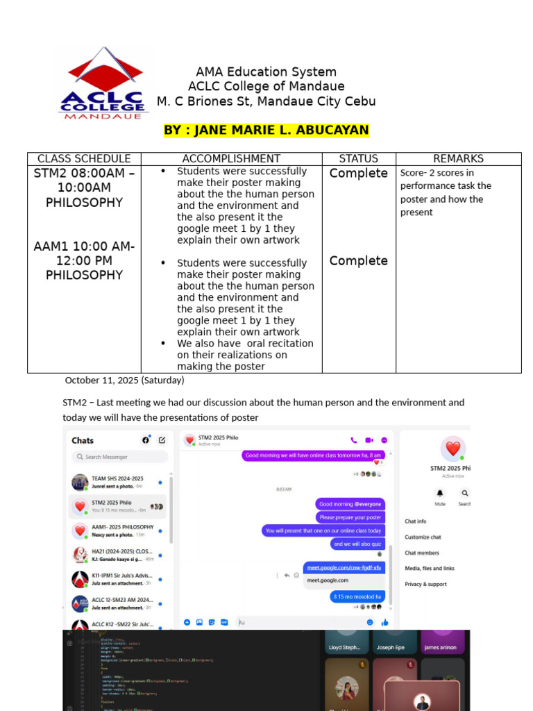 Stm2 and Aam1 Accomplishment Report | PDF