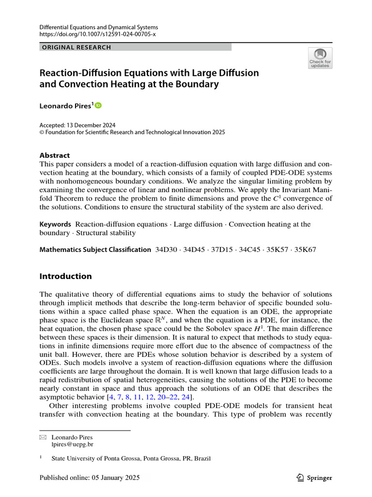 L.pires_Reaction-diffusion Equations With Large Diffusion and ...