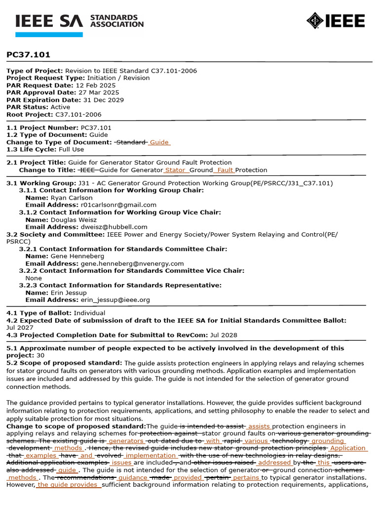 Project Authorization Request Par Pc37.101 | PDF | Alternating Current | Electric Generator
