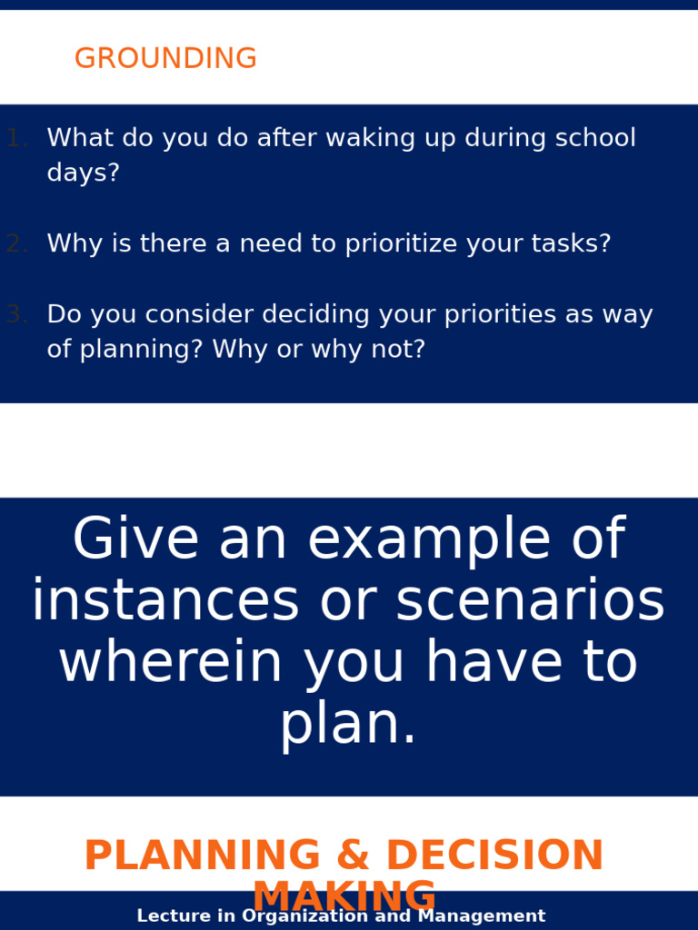 5 Planning Decision Making | PDF | Goal | Decision Making